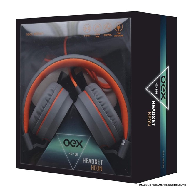 HEADSET GAMER OEX NEON ORANGE HS106 - HEADSET GAMER OEX NEON ORANGE ...