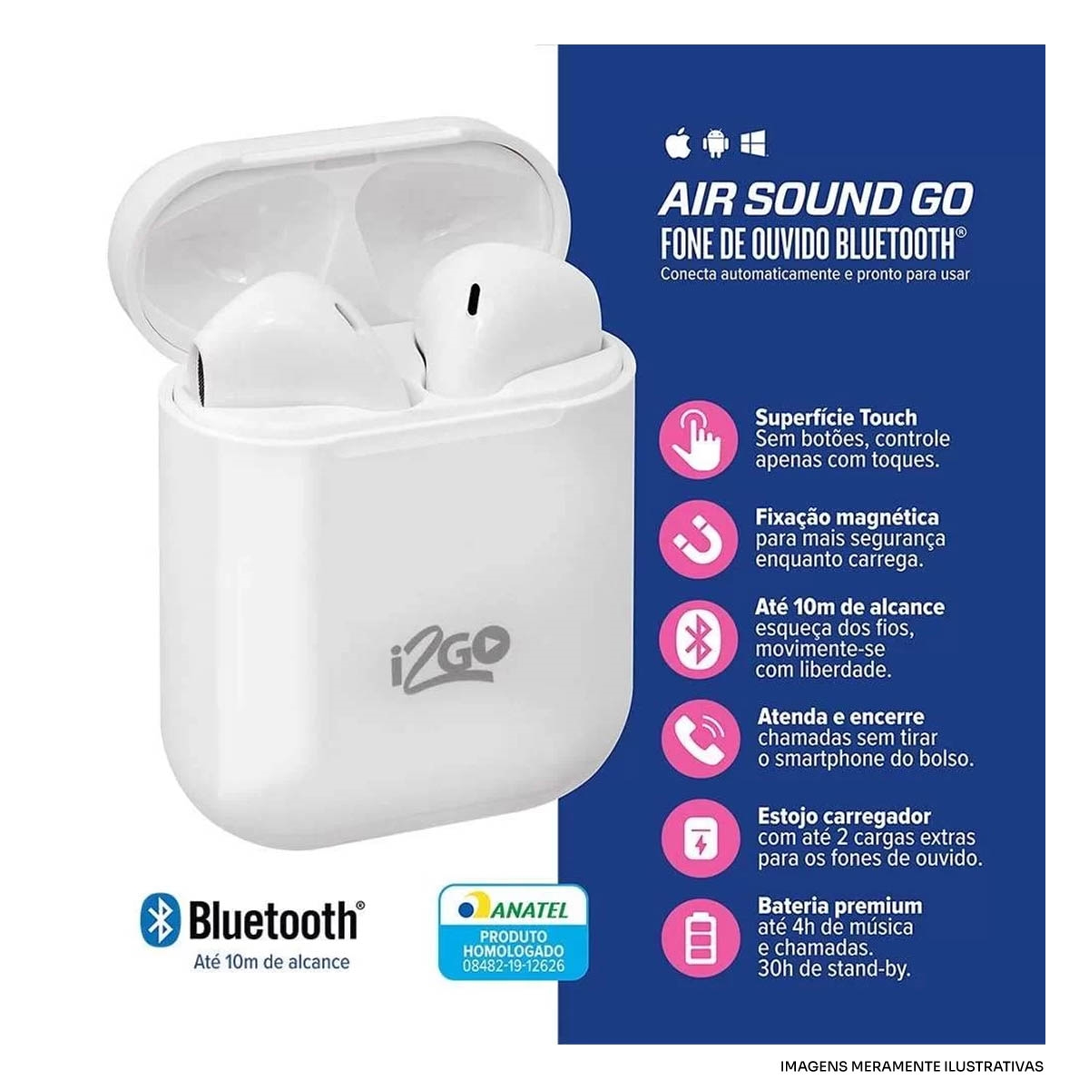 FONE I2GO TWS AIR SOUND GO BRANCO - FONE I2GO TWS AIR SOUND GO BRANCO ...