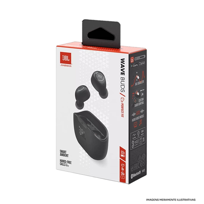 FONE JBL WAVE BUDS TWS BLACK - FONE JBL WAVE BUDS TWS BLACK - JBL