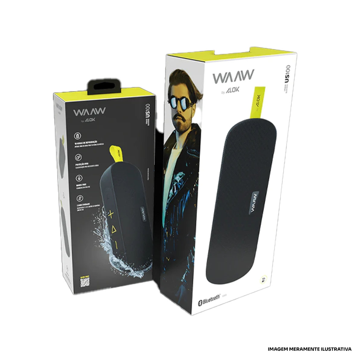CAIXA DE SOM PORTÁTIL BT WAAW US 100SB - CAIXA DE SOM PORTÁTIL BT WAAW ...